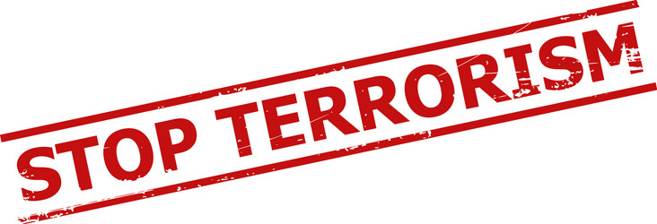 Stop terror red unclean stamp with double lines Vector Image