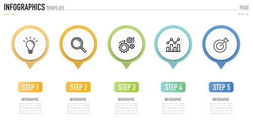 Circular pin infographic and gantt chart Vector Image