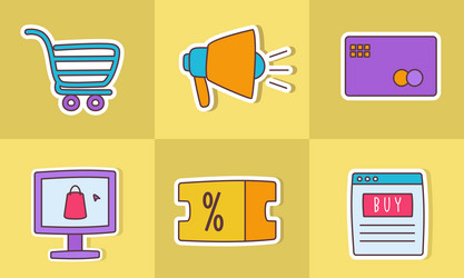 E-commerce sticker icons doodle coloring Vector Image