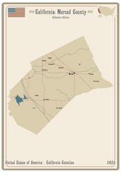 Map of merced county in california usa arranged Vector Image