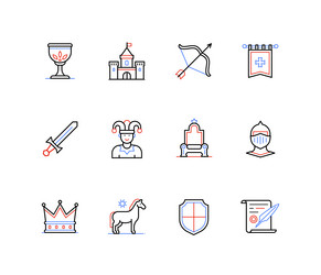 Single continuous line drawing medieval knight Vector Image