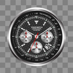 Realistic black grey metallic clock watch face Vector Image