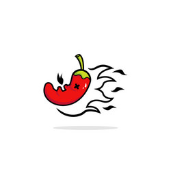Upset hot red chilli pepper logo icon with flame Vector Image