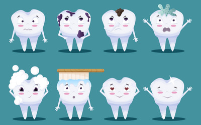 Teeth cartoon characters Royalty Free Vector Image