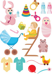 Newborn baby stuff icons set Royalty Free Vector Image
