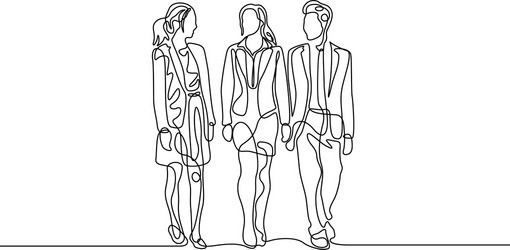 Continuous one line drawing group jumping friends Vector Image