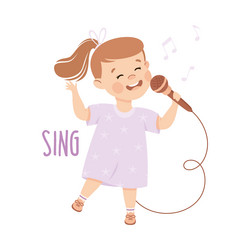 Little girl singing and dancing demonstrating Vector Image