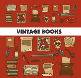 Vintage books manuscript and history textbooks Vector Image