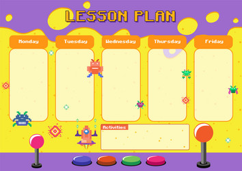 Cute lesson plan monday to friday for children Vector Image