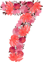 Flower number 7 botanical character Royalty Free Vector