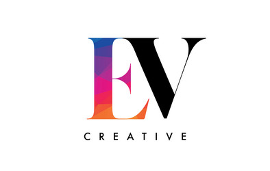 Ev letter logo design purple texture creative Vector Image