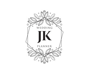 Jk initials letter wedding monogram logos Vector Image