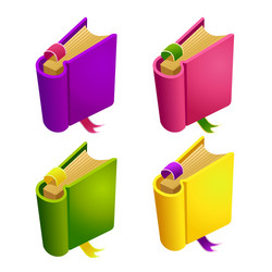 Set of cartoon different color books Royalty Free Vector