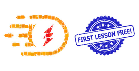 First lesson free exclamation stamp Royalty Free Vector