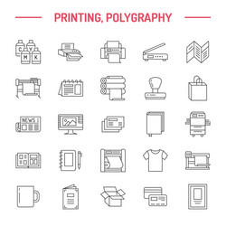 Printing house flat glyph icons print shop Vector Image