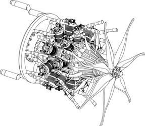 Aircraft jet engine airplane turbine isometric Vector Image