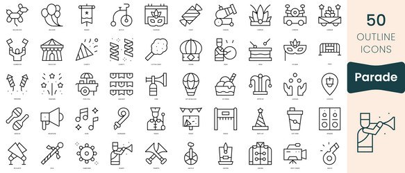 Set of parade icons thin linear style icons pack Vector Image