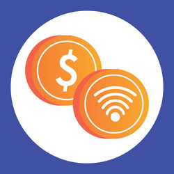 Wifi connection signal button with coin dollar Vector Image