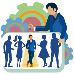 Office staff work in minimalist style cartoon Vector Image