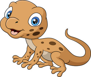 Cute lizard cartoon on white background Royalty Free Vector