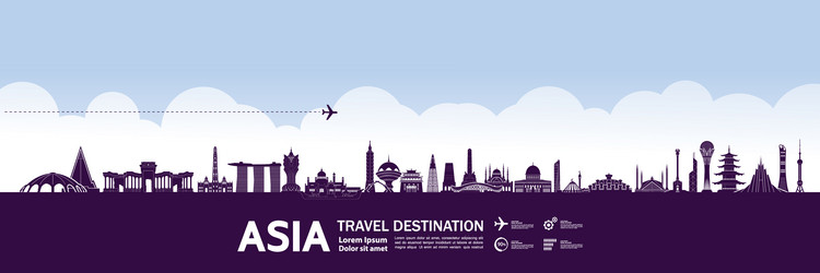 Asia travel destination Royalty Free Vector Image