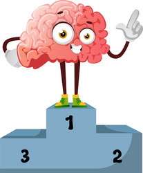 Brain winning a trophy on white background Vector Image