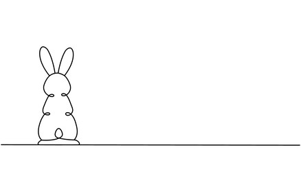 Rabbit one line continuous drawing hare Royalty Free Vector