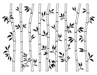 Bamboo stem leaf silhouette borders set exotic Vector Image