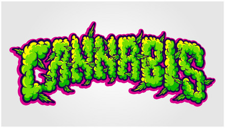 Cannabis Hand Lettering Smoke Effect Royalty Free Vector