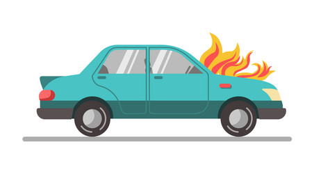 Fire brigade car in red retro style cartoon Vector Image