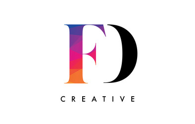 Fd letter design with creative cut and colorful Vector Image