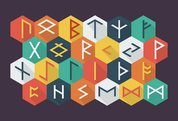 Set of elder futhark runes with names Royalty Free Vector