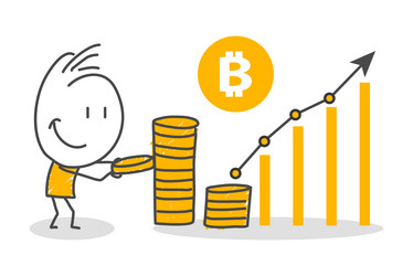 Stick figures bitcoins Royalty Free Vector Image