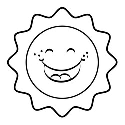 Sun face line art design for print Royalty Free Vector Image