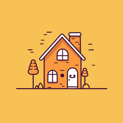 Cute kawaii house chibi mascot cartoon style Vector Image