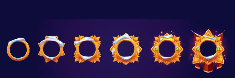 Fantasy game square gold frame for user avatar Vector Image