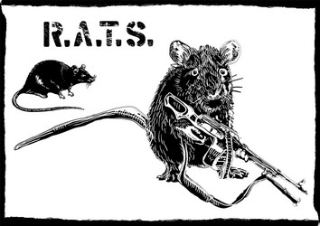 Rats rat with gun - freehand drawing Royalty Free Vector