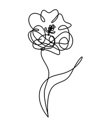 Abstract flower line drawing isolated on white Vector Image