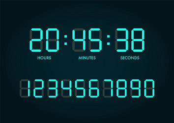 Digital numbers set number font text Royalty Free Vector