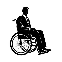 Man on a wheelchair black icon on white Royalty Free Vector