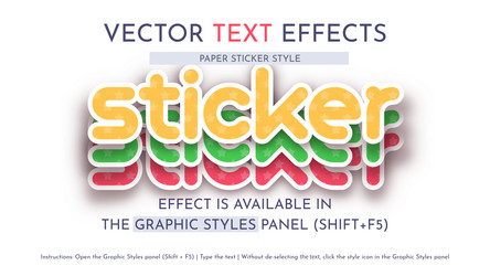 Stickers - editable text effect font style Vector Image