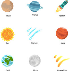 Planets icon set realistic style Royalty Free Vector Image