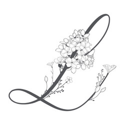 Hand lettering floral l monogram and logo Vector Image