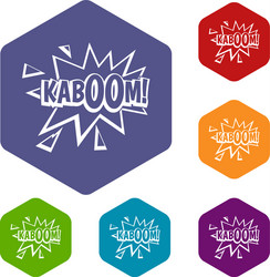 Kaboom explosion icons 9 set Royalty Free Vector Image