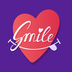 Smile inspirational hand draw lettering text Vector Image
