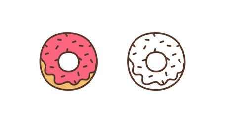 One single line drawing fresh sweet donuts Vector Image