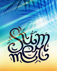 Palm beach hand written lettering with palms Vector Image