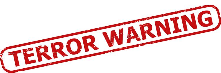 Terror warning red rectangle unclean stamp Vector Image