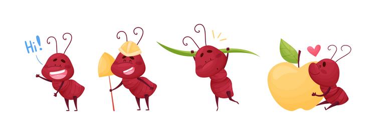 Cute little ant baby doing various activity big Vector Image