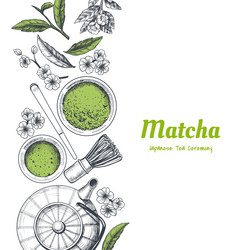 Frame with tea japanese ceremony matcha Royalty Free Vector
